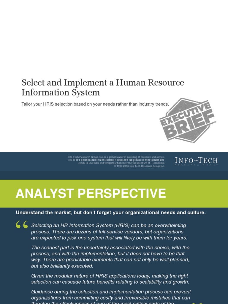 It Select and Implement An HRIS Executive Brief | PDF | Organizational ...