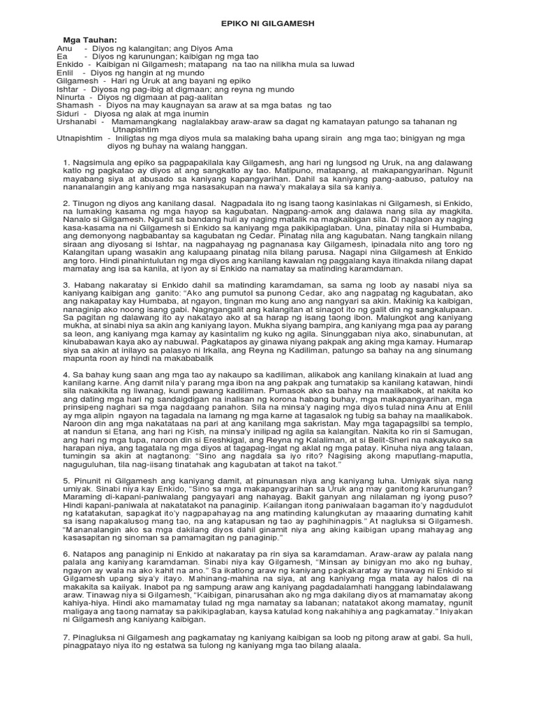 Epiko Ni Gilgamesh | PDF