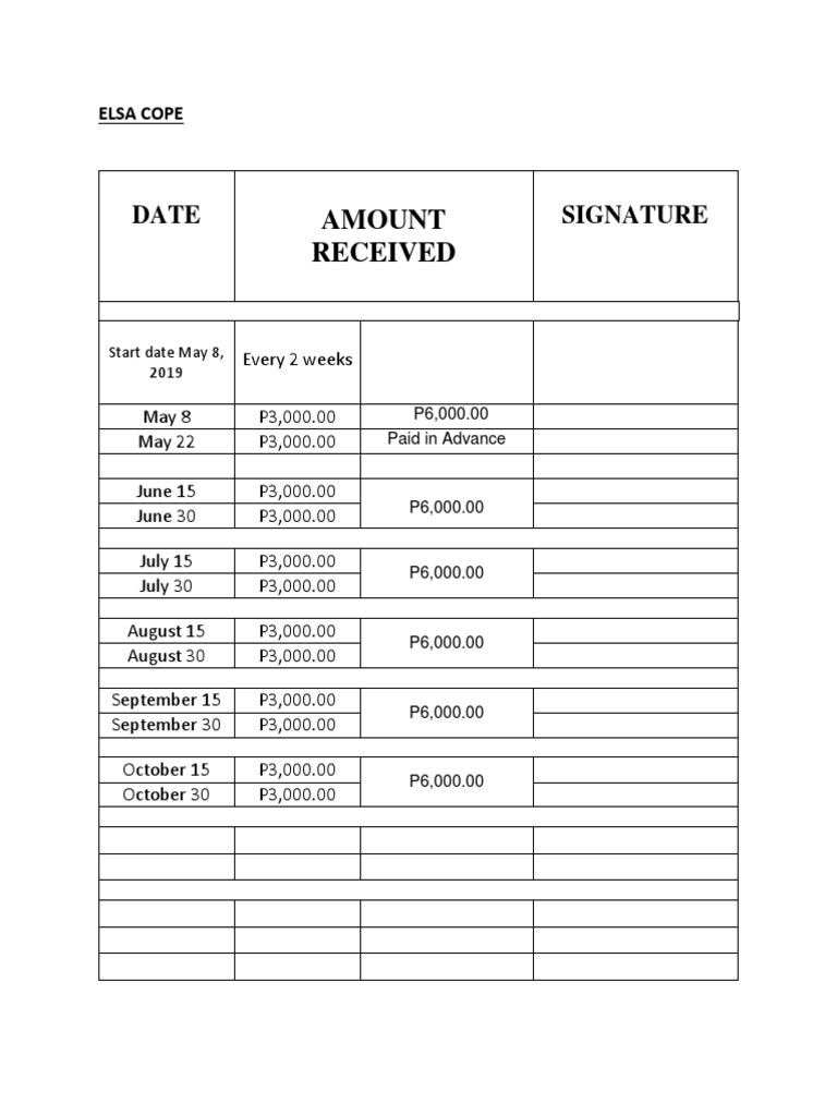 Amount Received: Date Signature | PDF