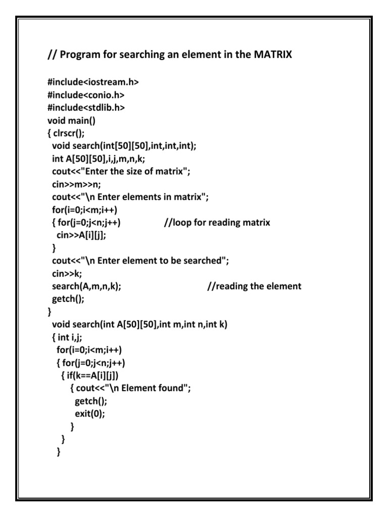 Matrix Element Search Program | PDF