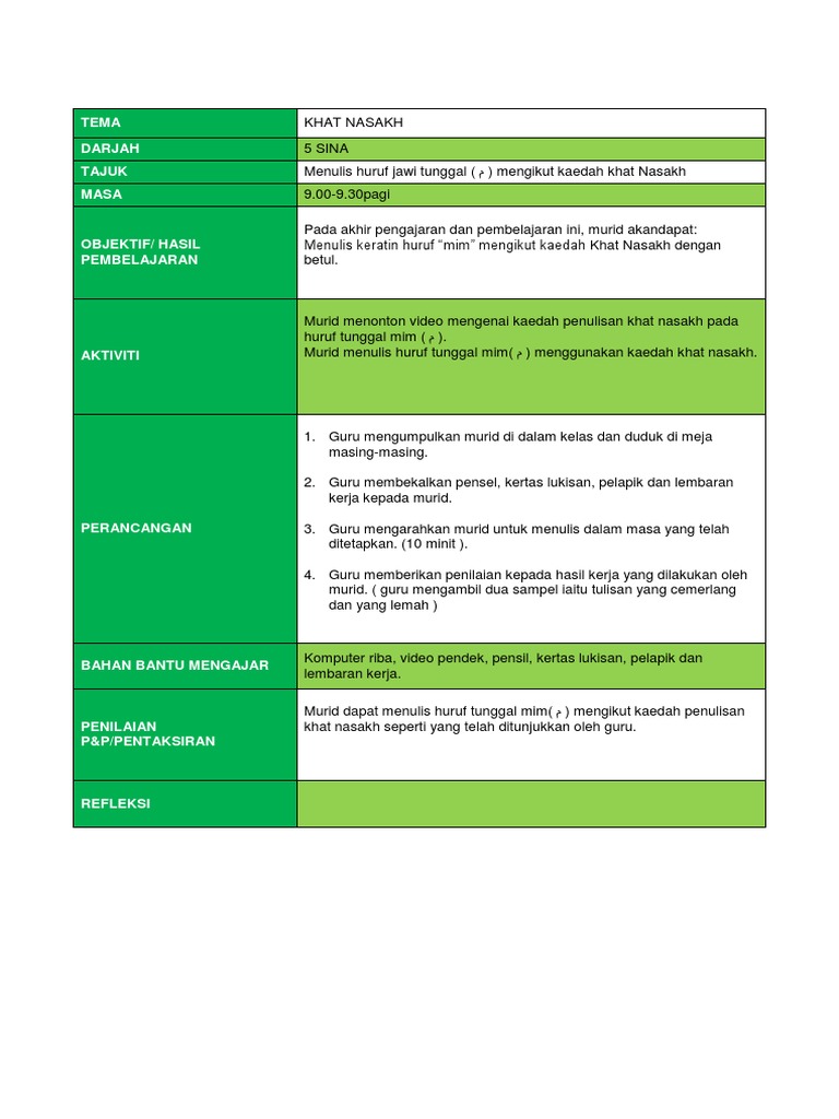 RPH Proposal Pentaksiran | PDF | Griya & Taman