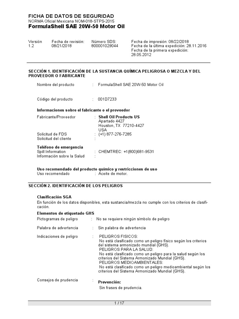 Formula Shell 20W50 PDF | PDF