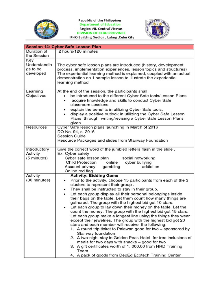 14 SG Cyber Safe Lesson Plans | PDF | Lesson Plan | Learning