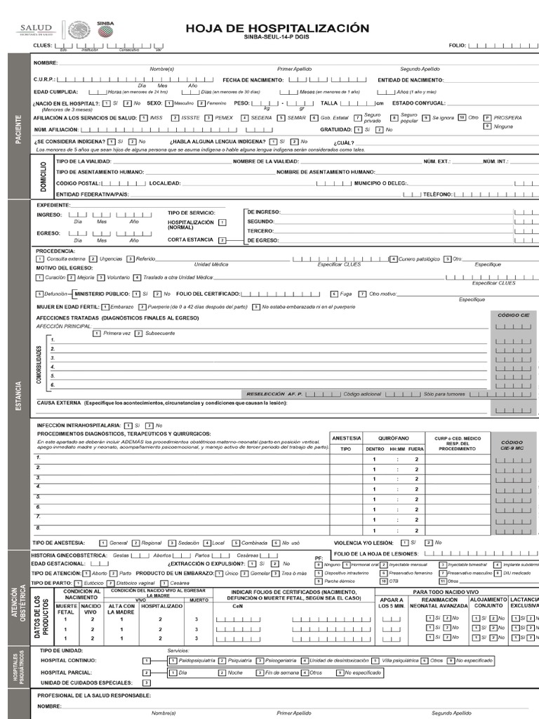 Formulario de Ingreso y Egreso de Un Hospital | PDF