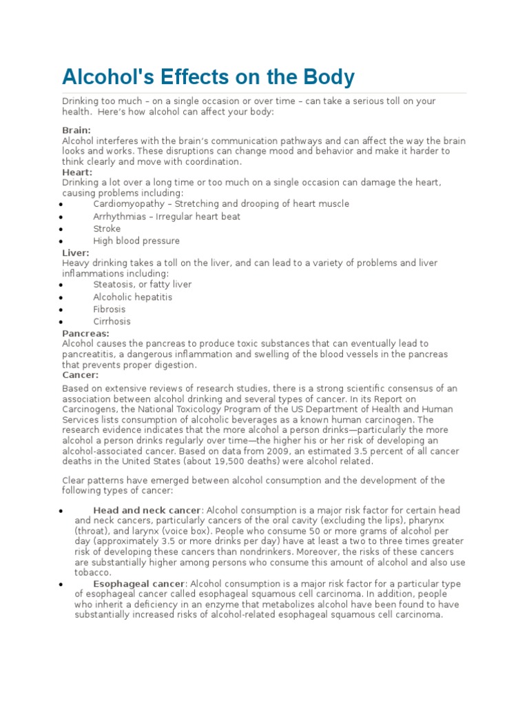 Impact of Alcohol on Health Risks | PDF | Alcoholic Drinks | Long Term ...