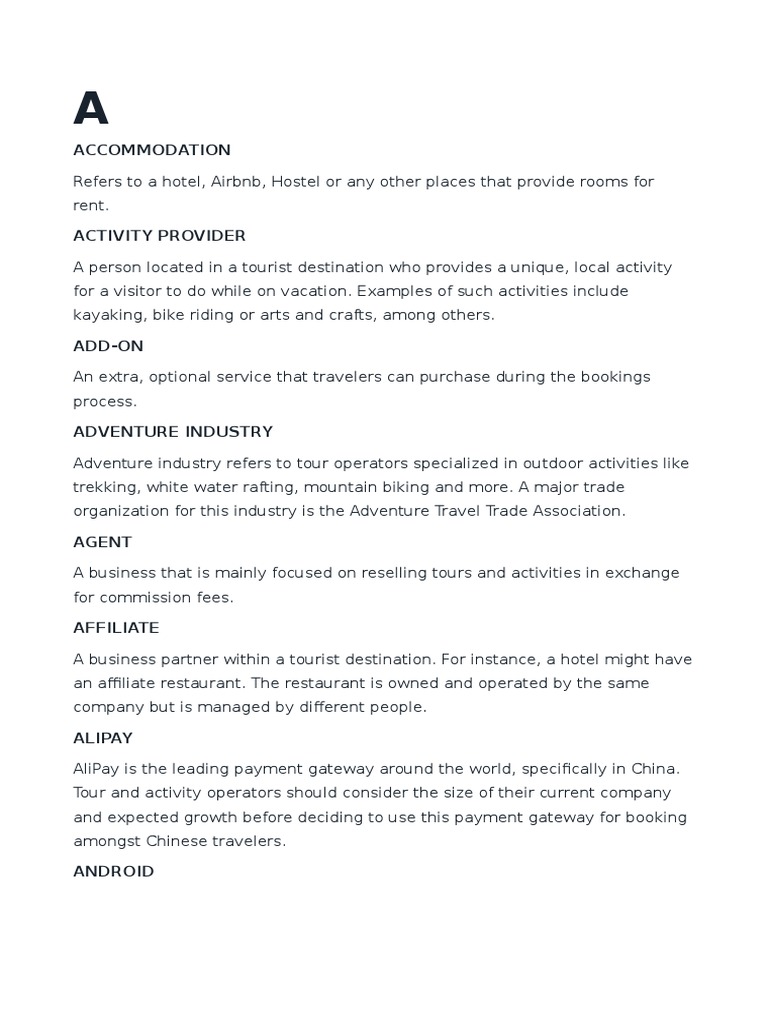 Travel Tourism Glossary - Odt | PDF | Software As A Service | Travel Agency