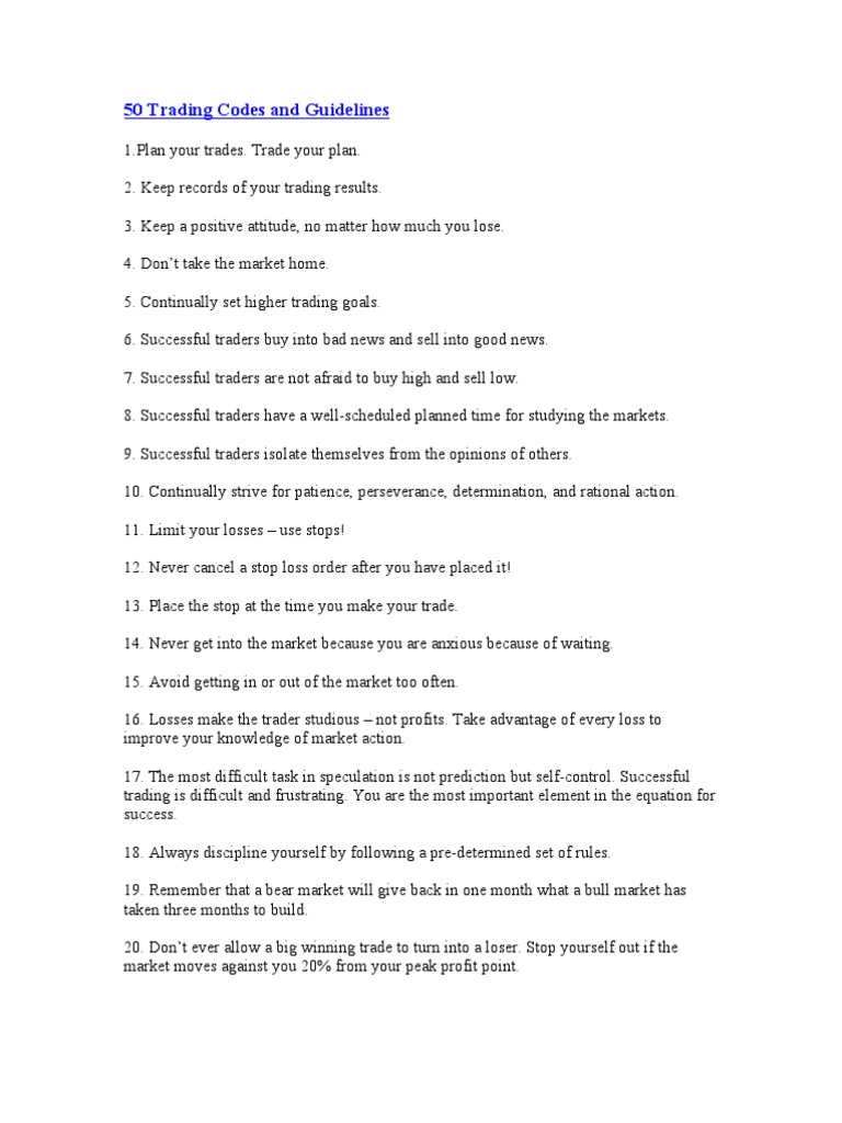 50 Trading Codes and Guidelines | PDF | Stocks | Investor