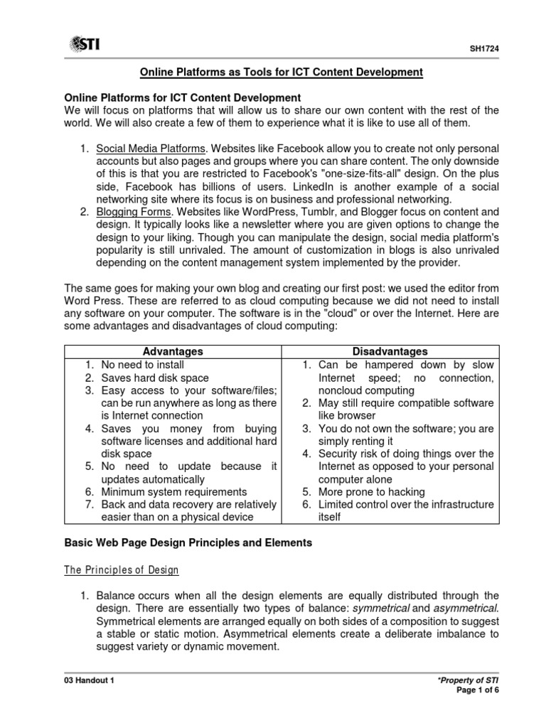 Online Platforms (Ict) PDF | Download Free PDF | Websites | Shape
