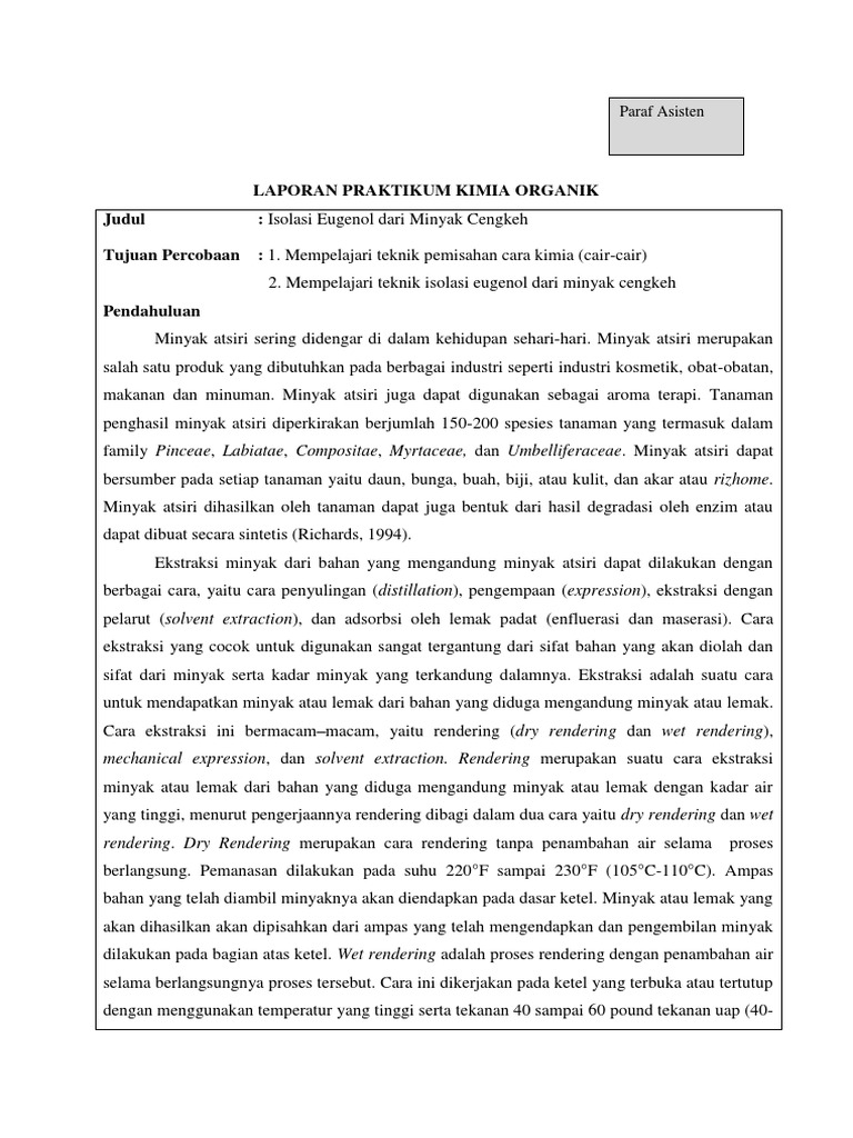 Isolasi Eugenol Dari Minyak Cengkeh | PDF
