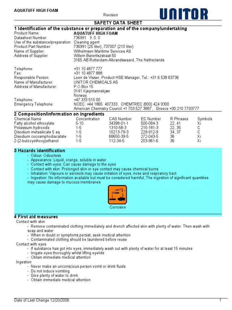 AQUATUFF HIGH FOAM English PDF | PDF | Dangerous Goods | Water