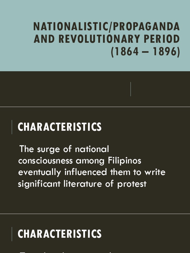 Nationalistic/Propaganda And Revolutionary Period (1864 – 1896 ...