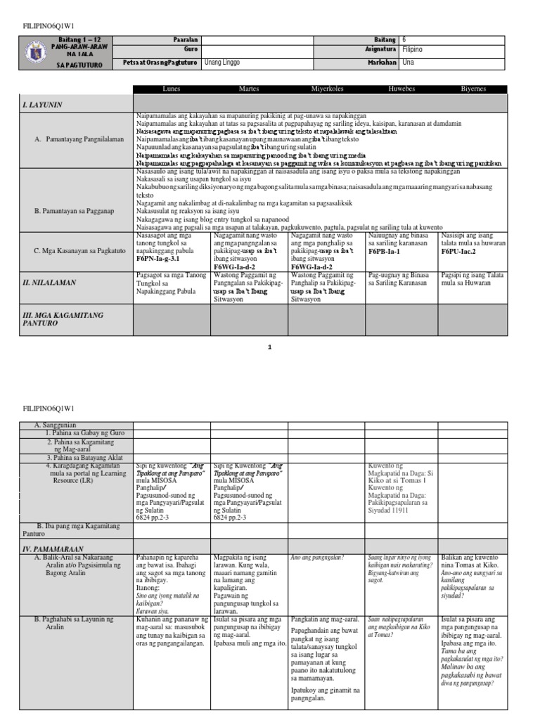 Filipino 6 q1 | PDF