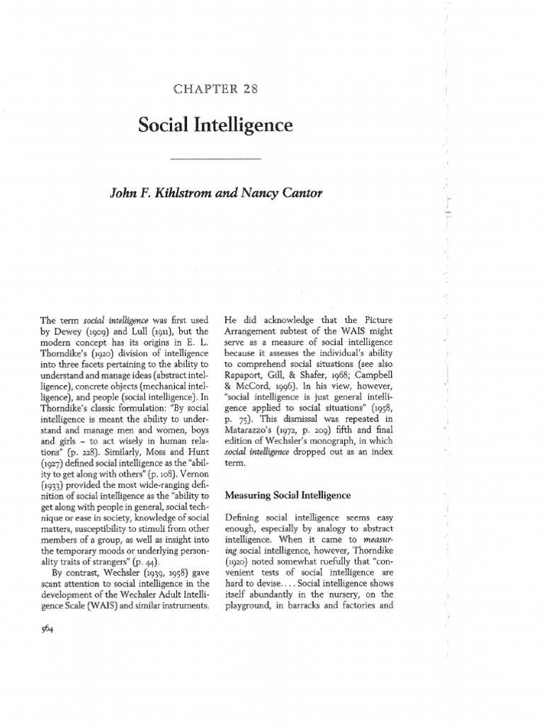 Social Intelligence | PDF | Intelligence Quotient | Personality Psychology