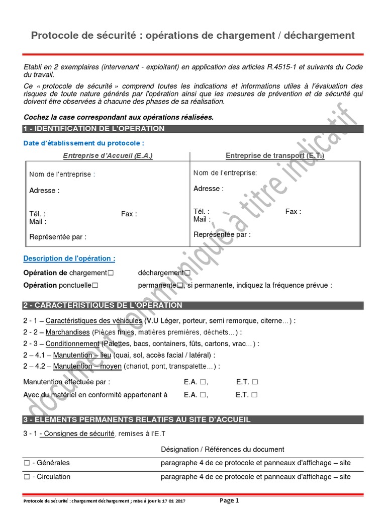 2017 01 19 Protocole de Securite Chargement Dechargement TPE | PDF ...