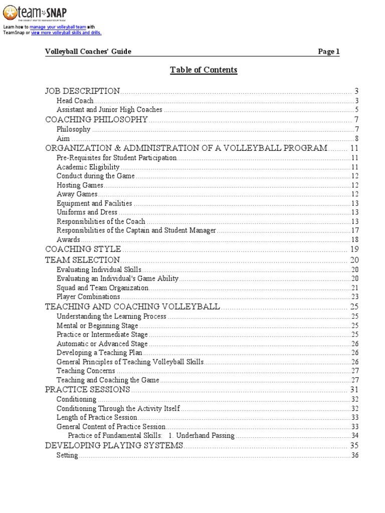 Volleyball Coaching Manual | PDF | Sports | Volleyball
