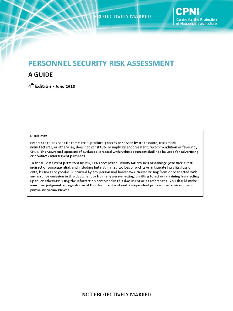 Personnel Security Risk Assessment Guide | PDF | Information Security ...