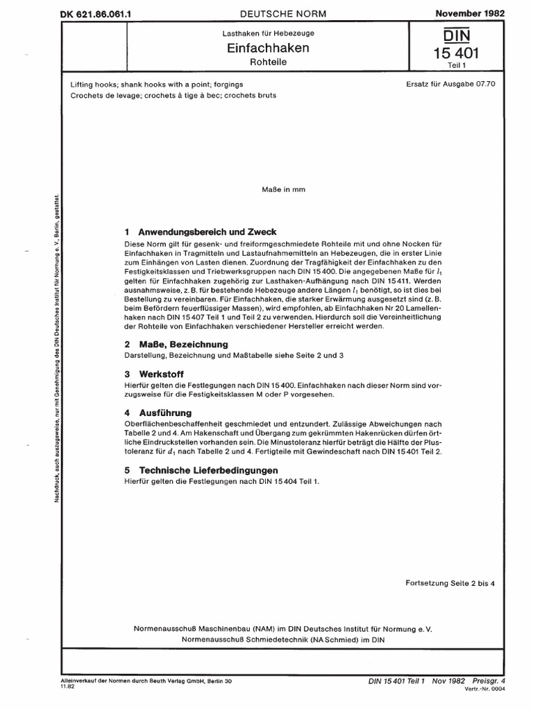 Din 15401 1 1982 11 | PDF