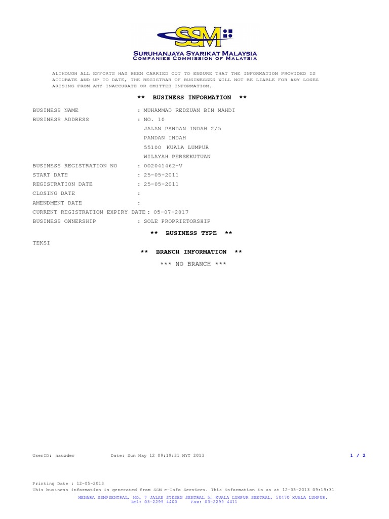 Contoh SSM | PDF | Malaysia | Government