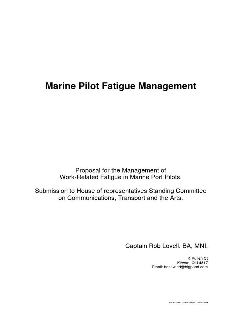 Marine Pilot Fatigue Management | PDF | Maritime Pilot | Shift Work