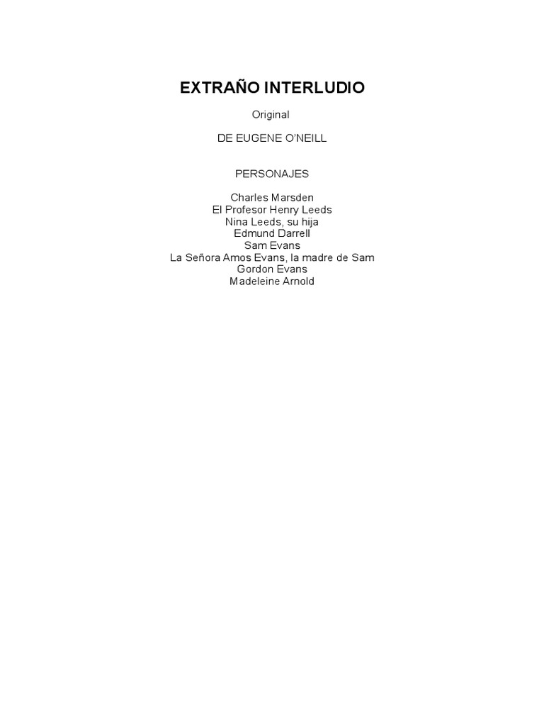 O Neill Eugene - Extraño Interludio | PDF | Muerte | Amor