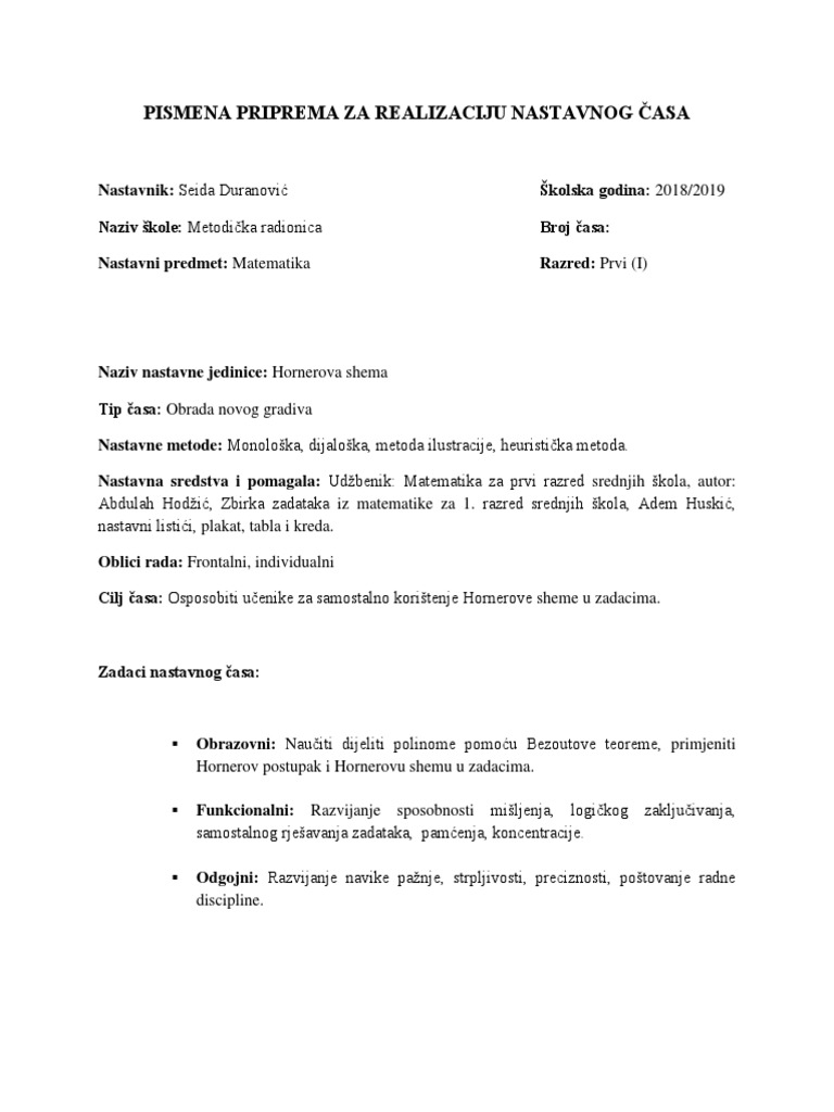 Hornerova Shema | PDF