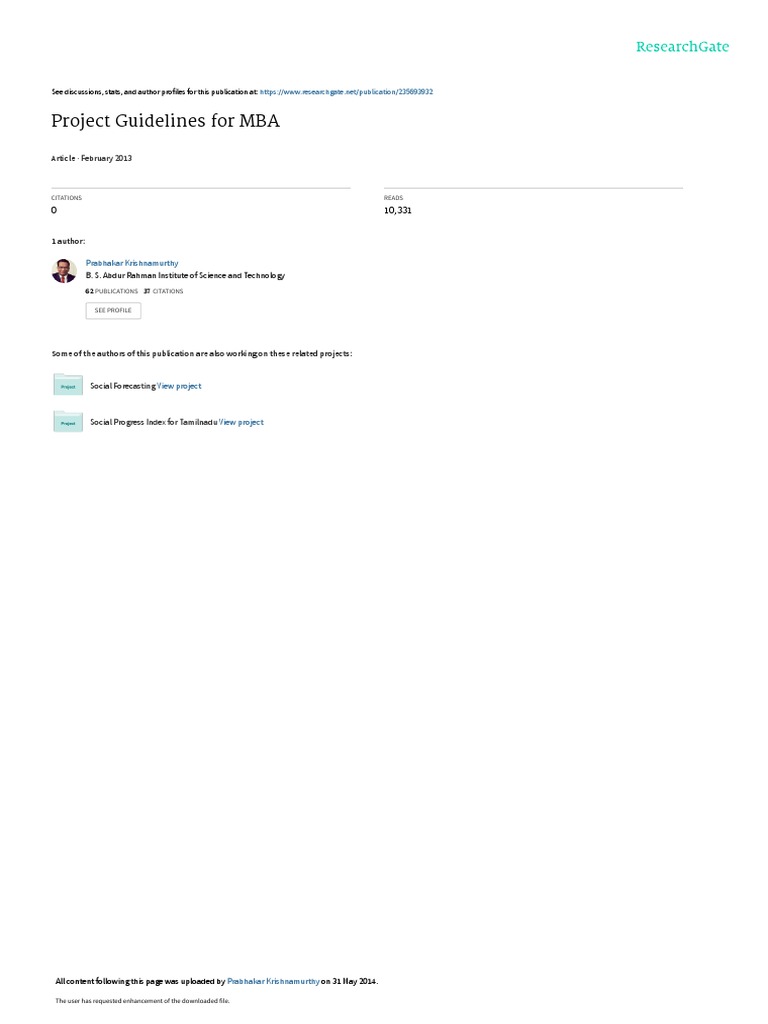 MBA Project Work Guidelines | PDF | Data Analysis | Business Process ...
