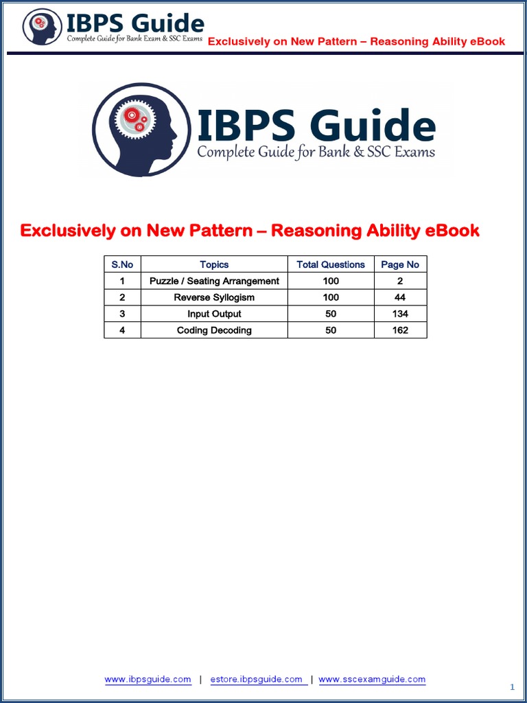 Ibps Guide New Pattern Reasoning 2017 by Swathi Kurnal | PDF | Formula ...