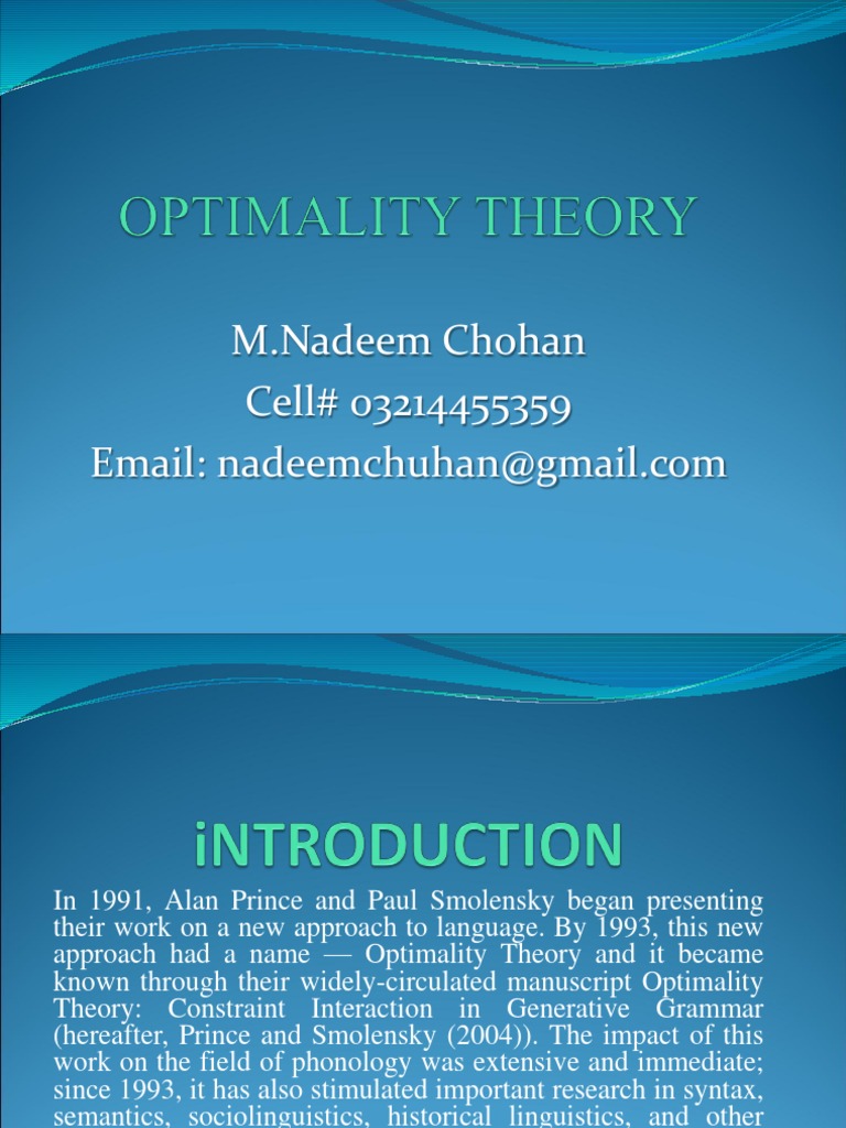 Optimality Theory | PDF | Symbols | Grammar