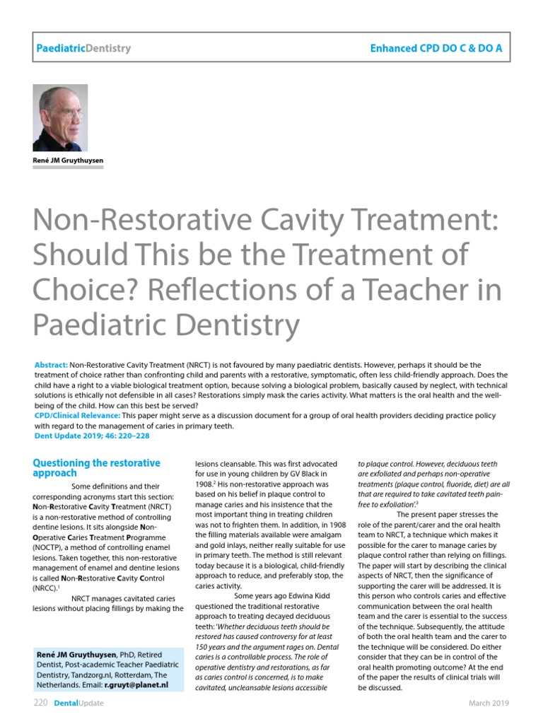 Non-Restorative Cavity Treatment | PDF | Dentistry | Human Tooth