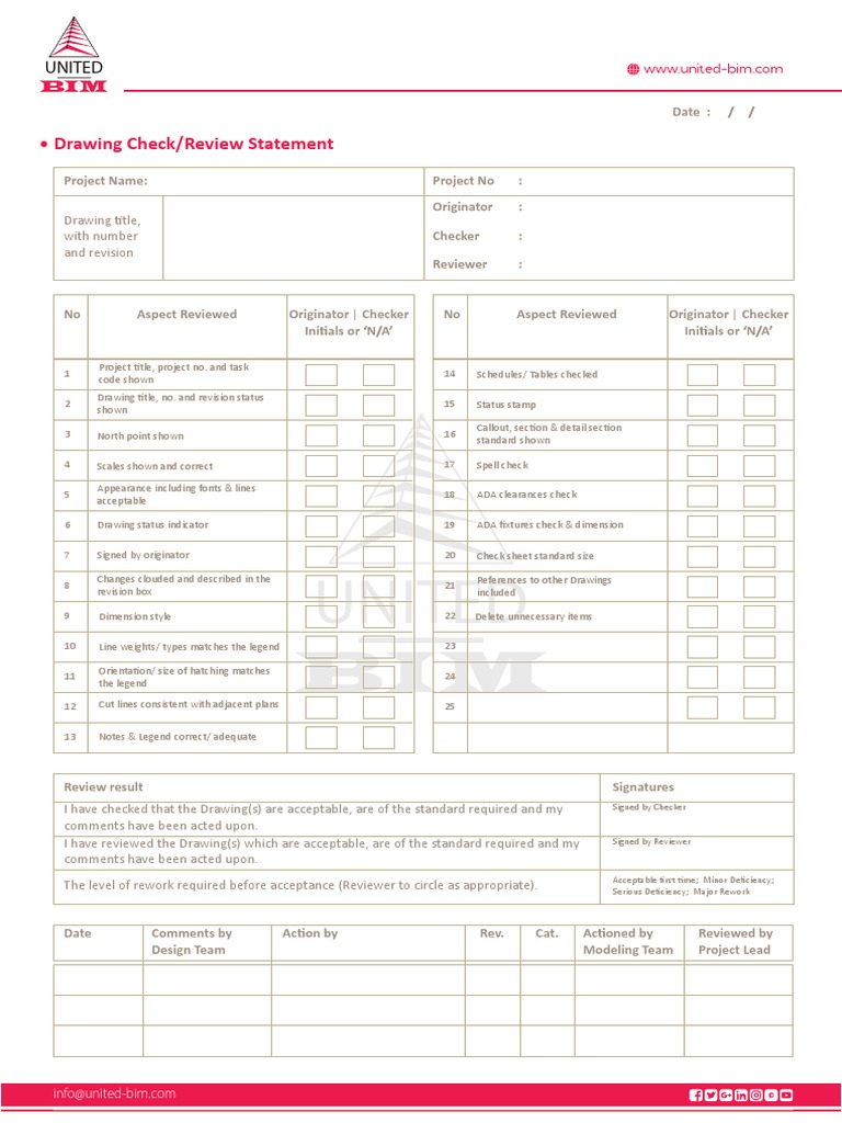 Review Checklist For Drawings by United BIM | PDF | Computing