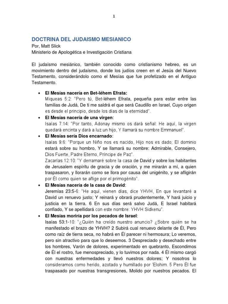 Doctrina Del Judaismo Mesianico | Descargar gratis PDF | Mesías ...