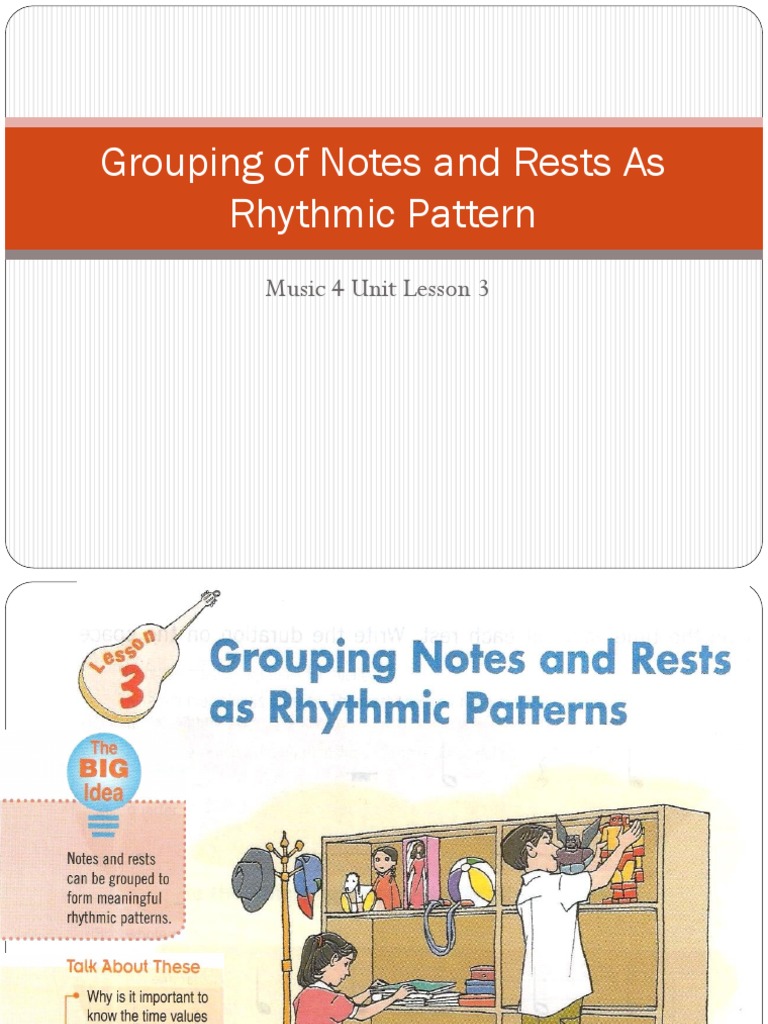 Music 4 Unit 1 Lesson 3 Grouping of Notes and Rests As Rhythmic Pattern ...