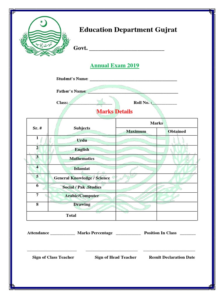 Result Card Sample4 | PDF | Behavior Modification | Cognition
