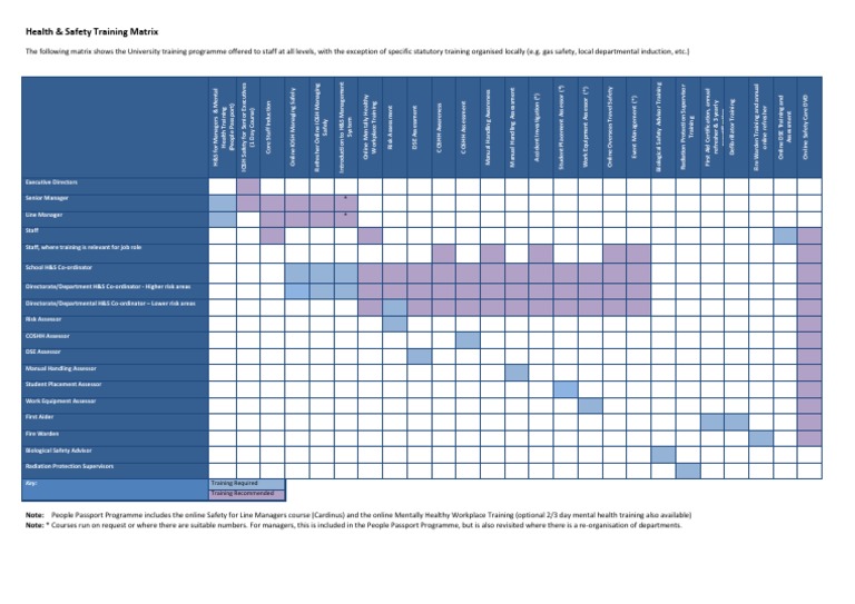 HS Training Matrix 18.04.16 | PDF | First Aid | Public Health