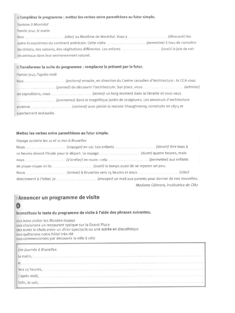Le Futur Et Les Vacances (Exercices de Grammaire Contextualisés) | PDF