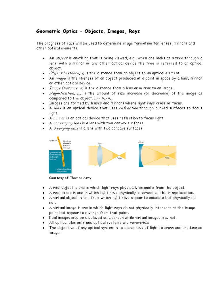 Geometric Optics Basics | PDF | Lens (Optics) | Optics