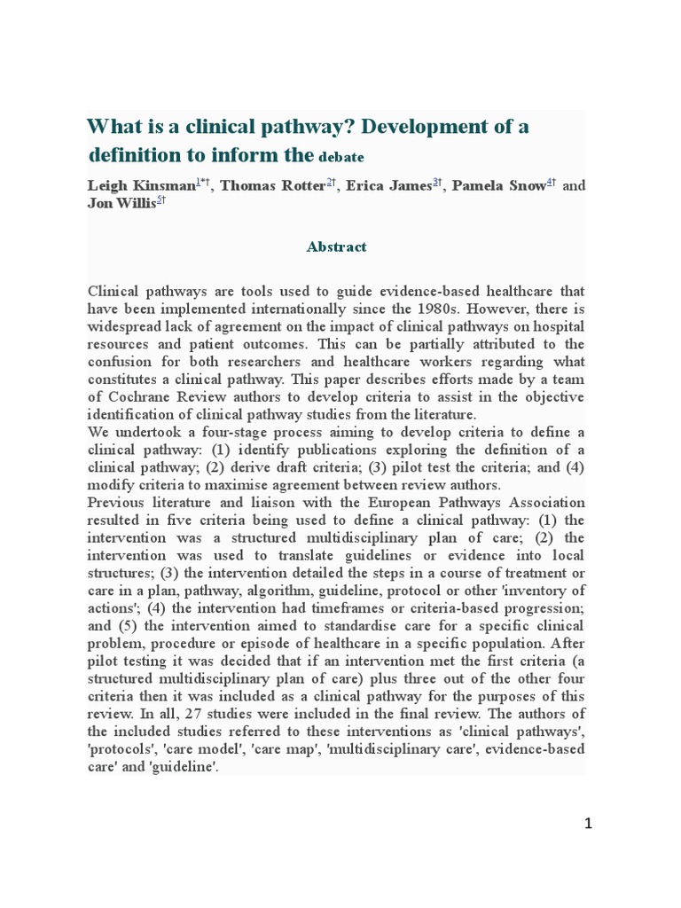What Is A Clinical Pathway | PDF | Evidence Based Medicine | Knowledge ...