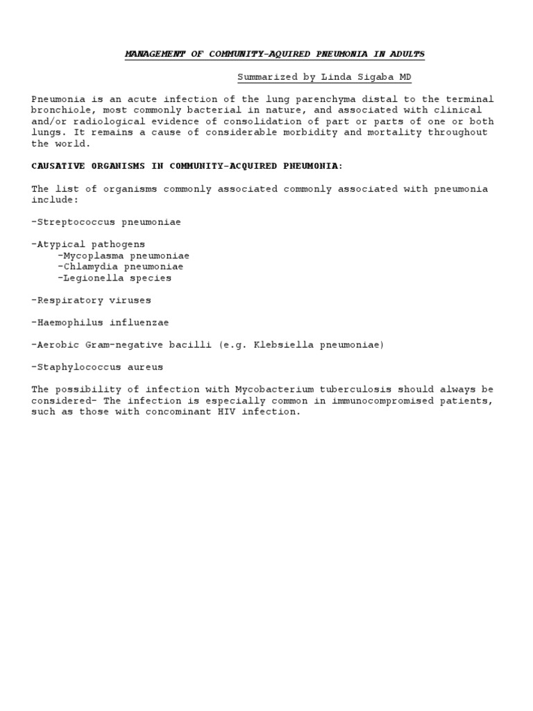 Guidelines for the Management of Community-Acquired Pneumonia in Adults ...