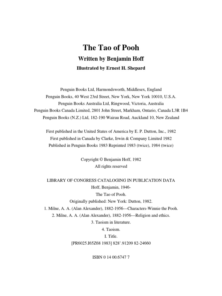 The Tao of Pooh: Written by Benjamin Hoff | PDF | Tao
