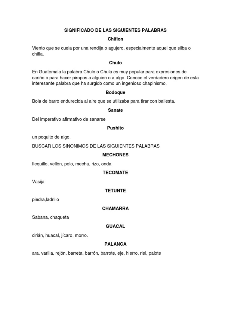 Significado de Las Siguientes Palabras | PDF