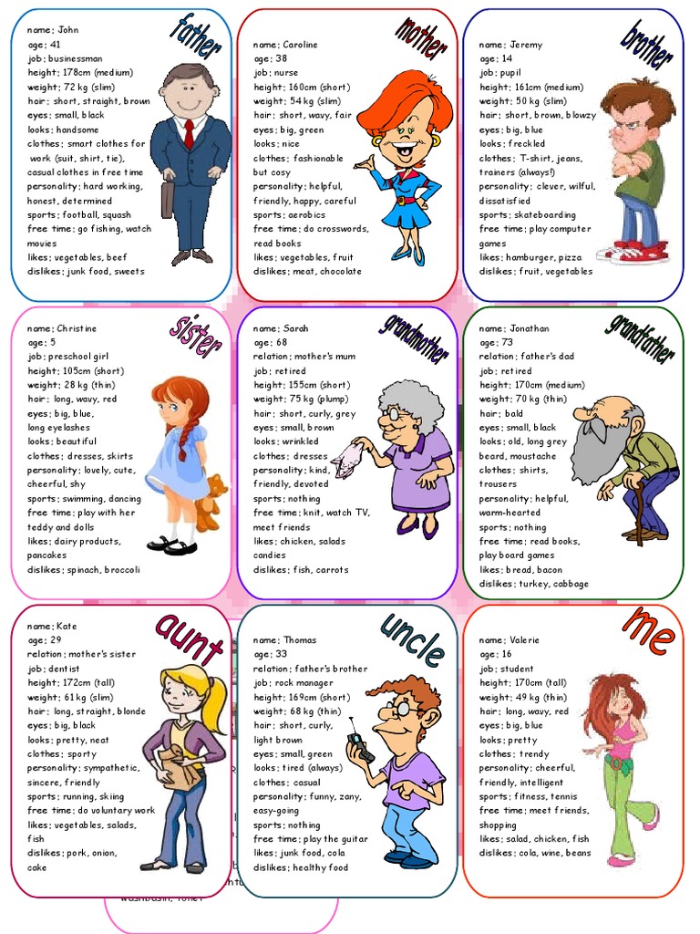 My Family Speaking Cards Conversation Topics Dialogs Fun Activities ...