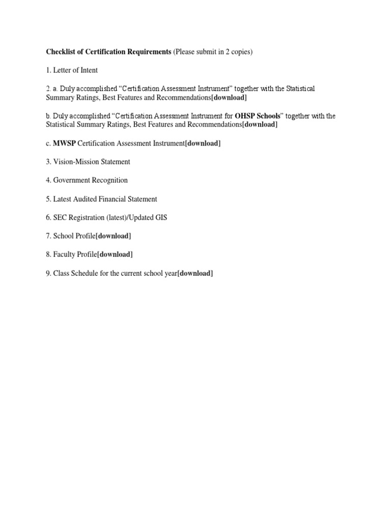 Checklist of Certification Requirements | PDF | Career & Growth | Business