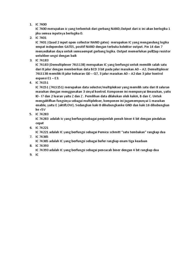 Rangkaian IC Logika Digital dan Fungsinya | PDF