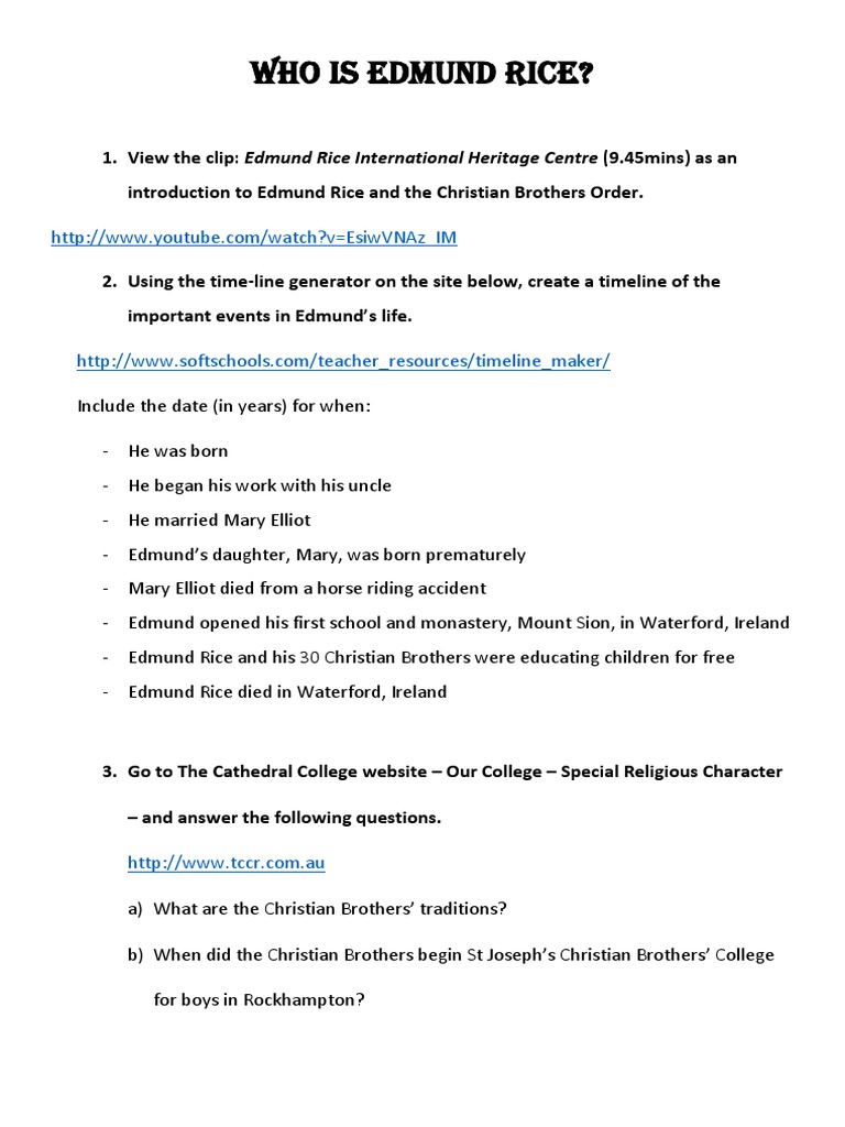 Who Is Edmund Rice | PDF