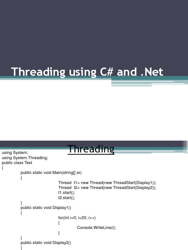Multithreading in C# | PDF | Thread (Computing) | Operating System Technology