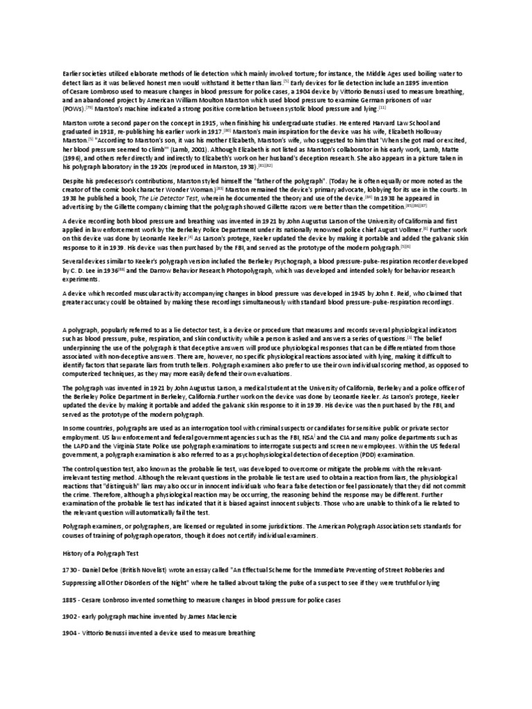 History of the Polygraph Machine | PDF | Polygraph