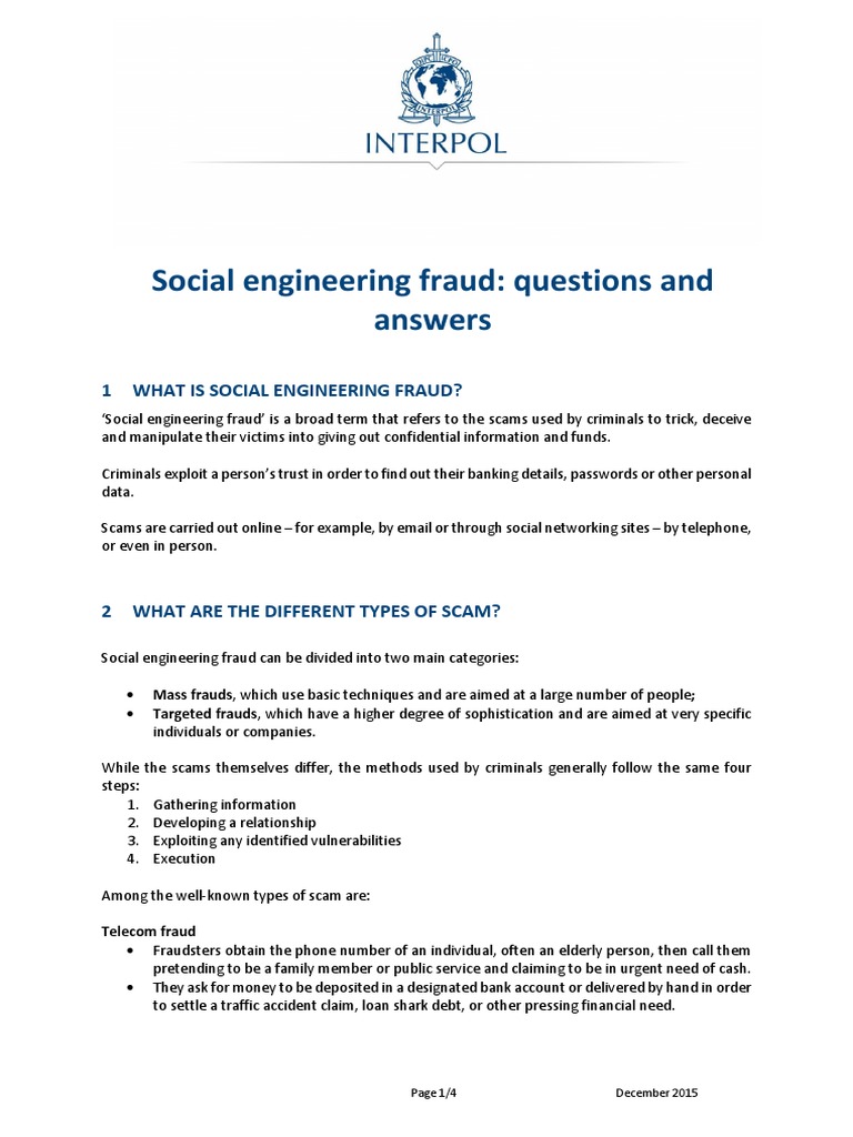 Social Engineering Fraud Overview | PDF | Social Engineering (Security ...
