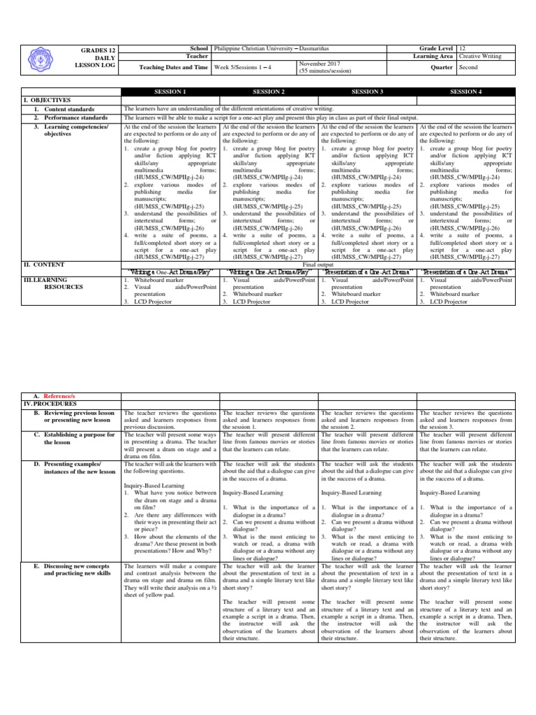 Creative Writing: One-Act Play Focus | PDF | Educational Technology ...