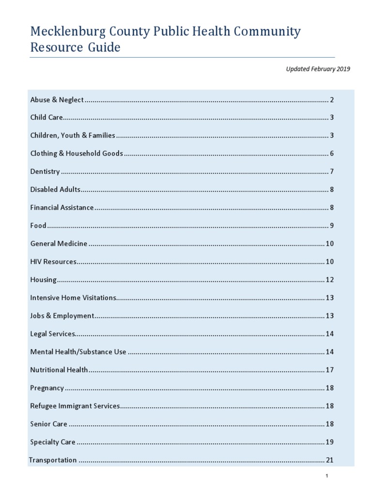 Mecklenburg County Community Resource Guide | Download Free PDF ...