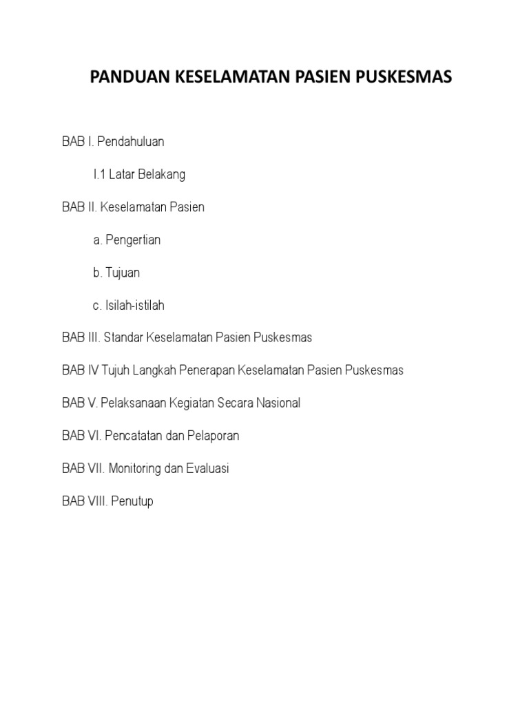 Panduan Keselamatan Pasien Puskesmas | PDF